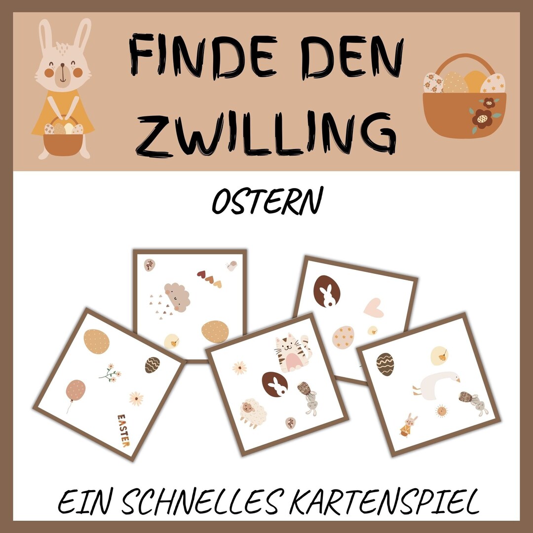 Card Game: Easter - Find the Twin - Easter - Spring - Concentration ...