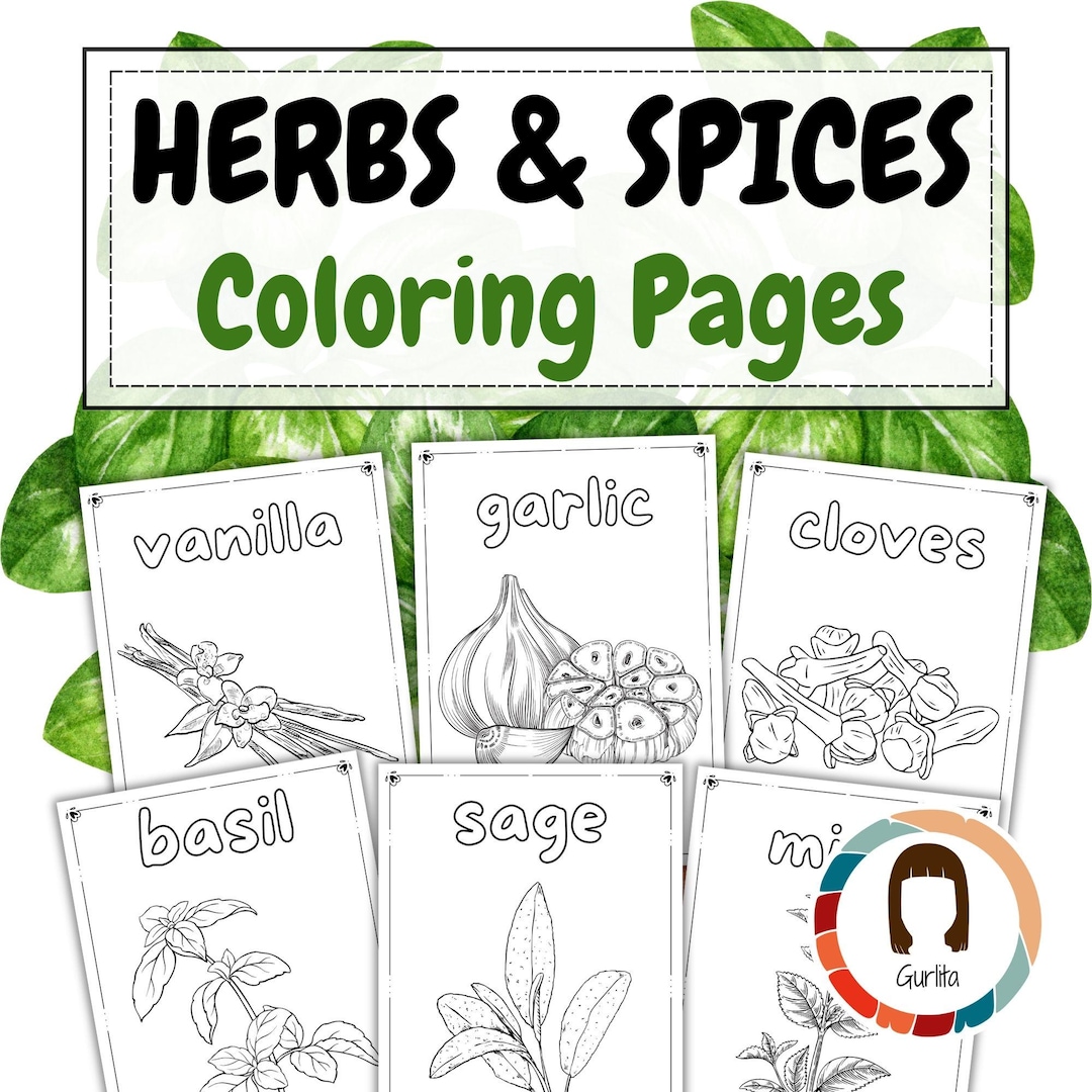 Coloring Pages: Herbs & Spices / Montessori / Vocabulary / Coloring ...