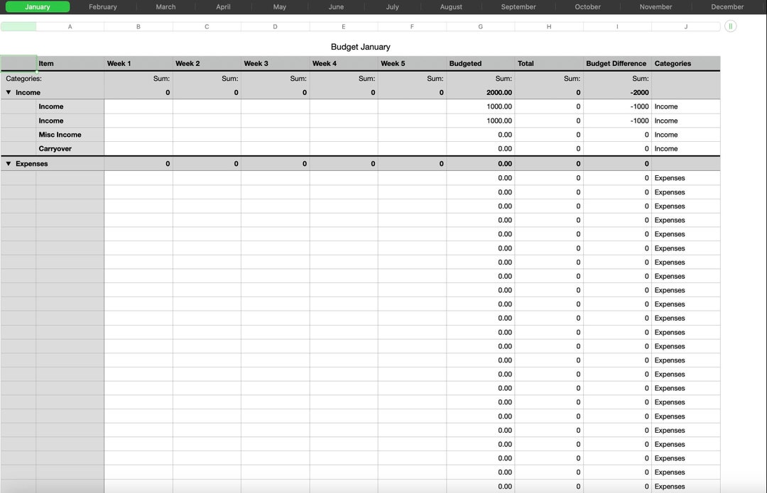 Financial Budget Spreadsheet (numbers) for Mac Users - Etsy