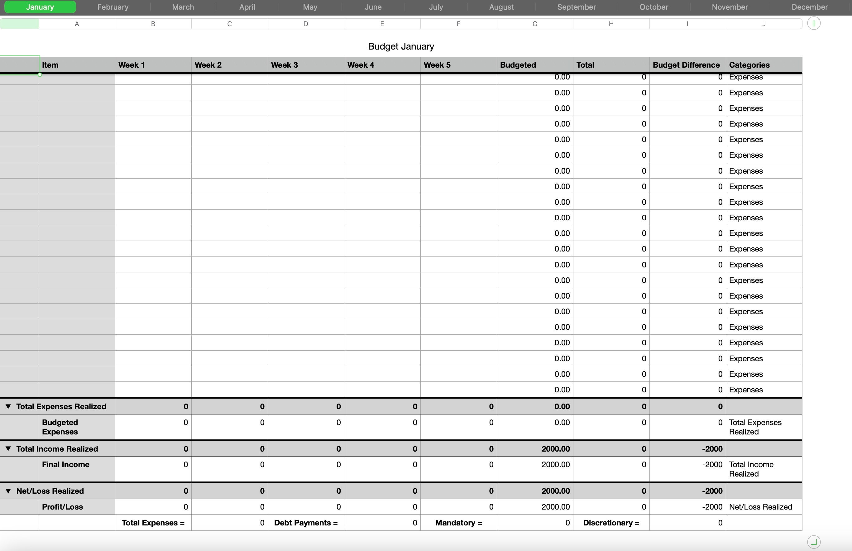 Financial Budget Spreadsheet (numbers) for Mac Users - Etsy