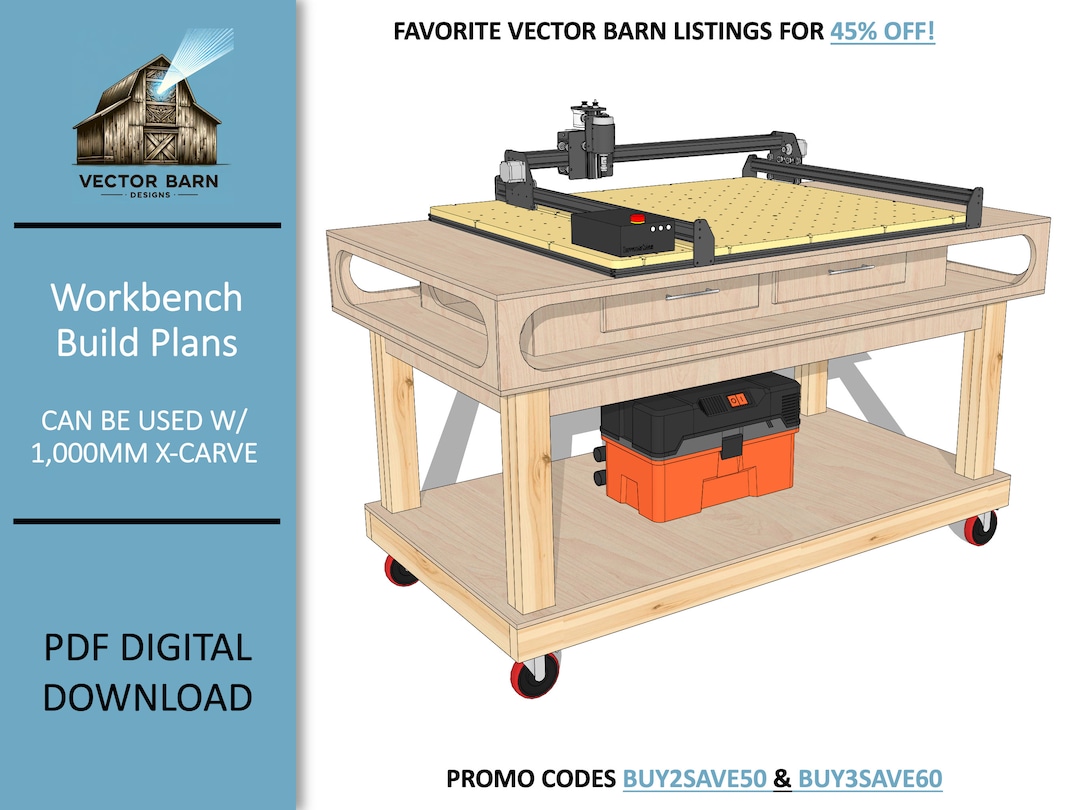 Workbench Build Plans CNC Table With Storage | Inventables 1,000mm X ...