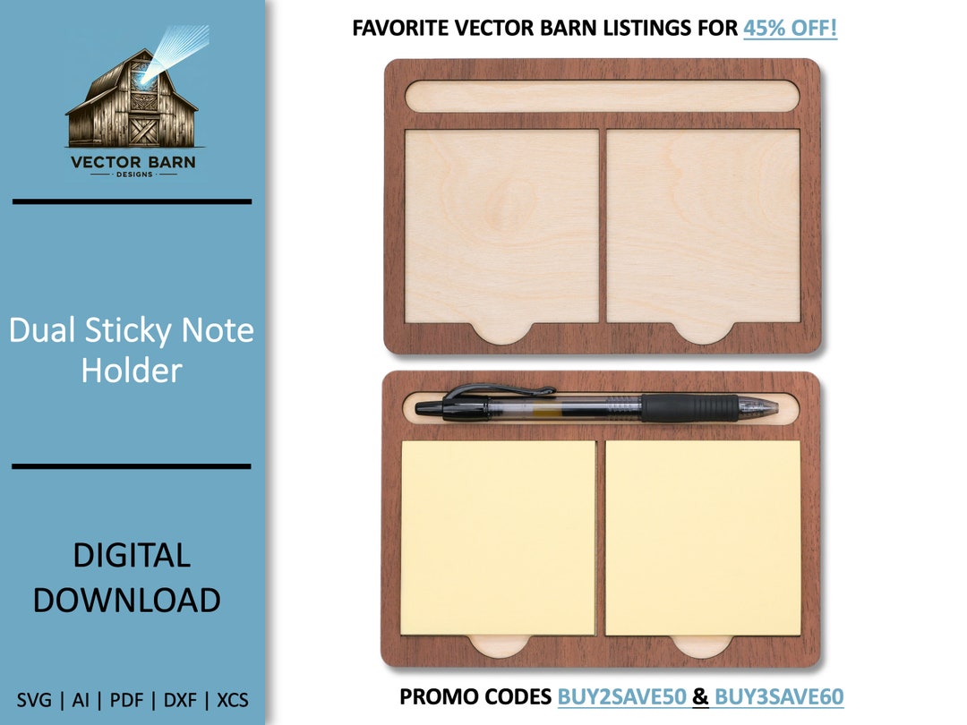 Sticky Note Holder SVG Files Laser Cut Digital Download Glowforge Cut ...