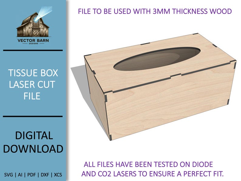 Tissue Box Cover SVG File, Laser Cut Files, Glowforge Cut Files, Xtool ...