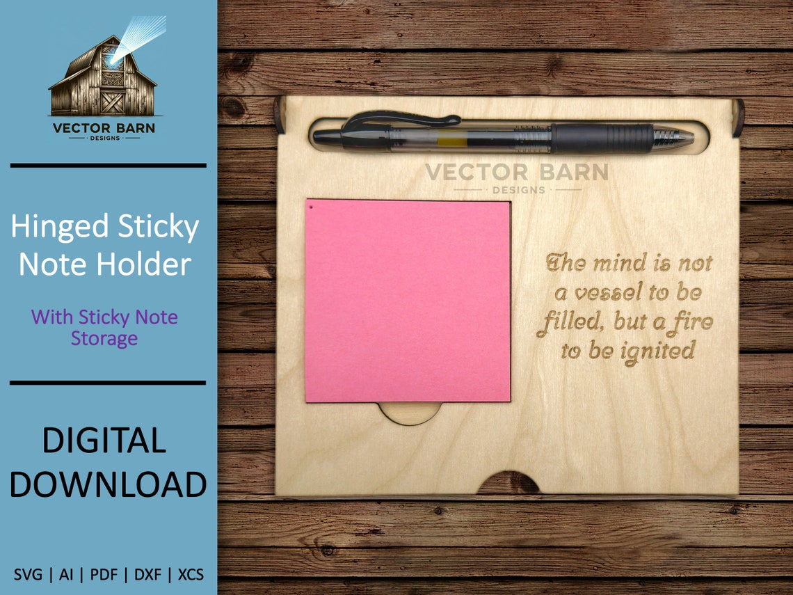 Laser Cut Sticky Note Holder With Storage Digital SVG File Laser Cut ...