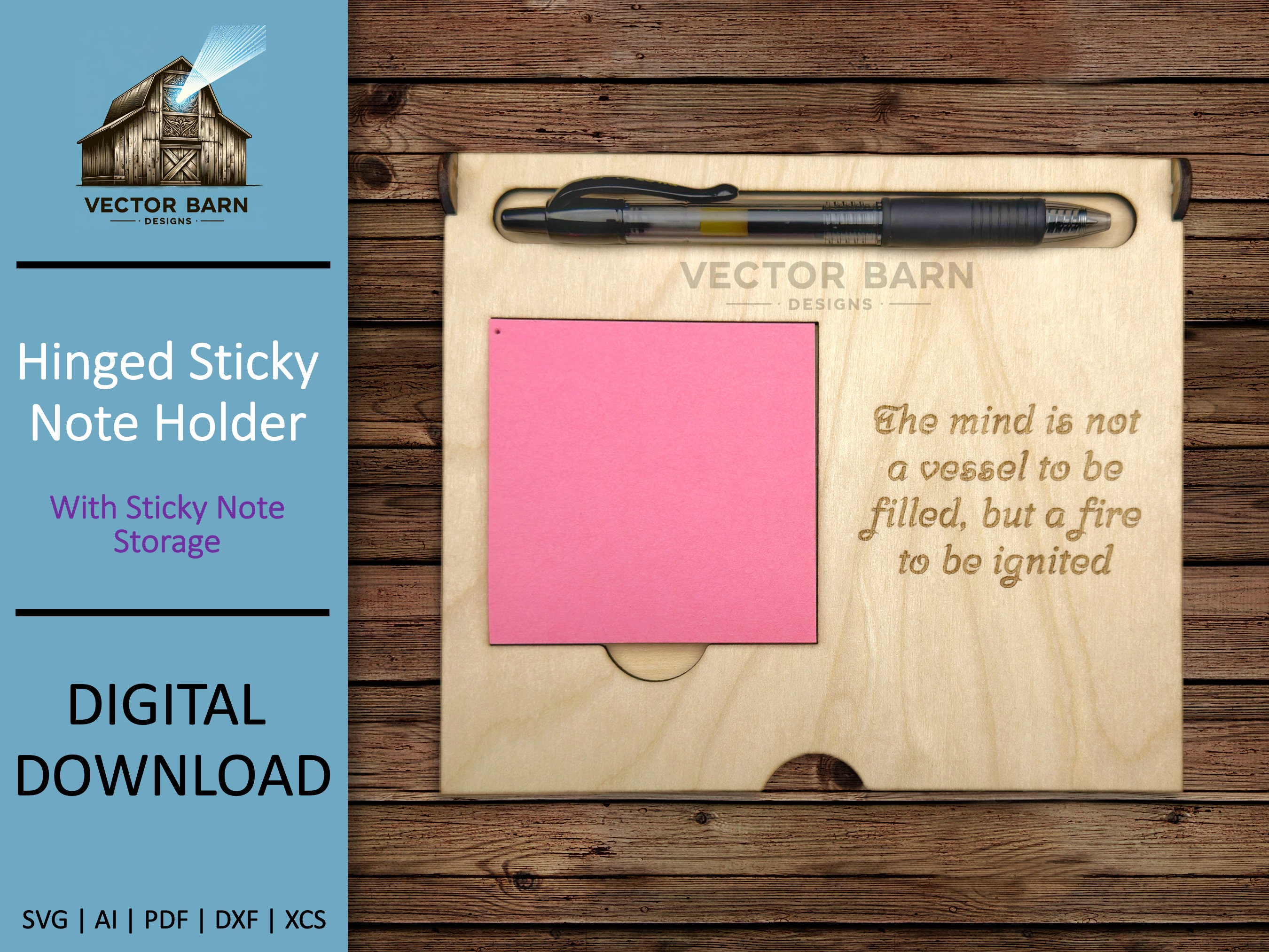 Laser Cut Sticky Note Holder With Storage | Digital SVG File | Laser ...