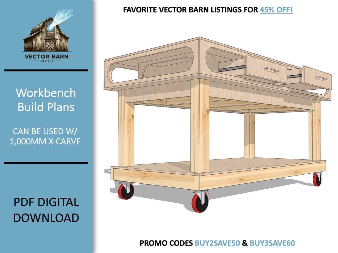 Workbench Build Plans DIY Craft Table | Workshop Table | Workbench ...