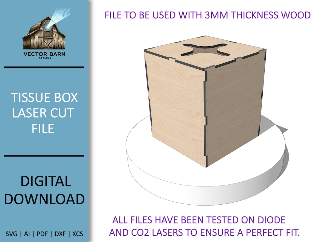 Tissue Box Cover SVG File, Laser Cut Files, Glowforge Cut Files, Xtool ...