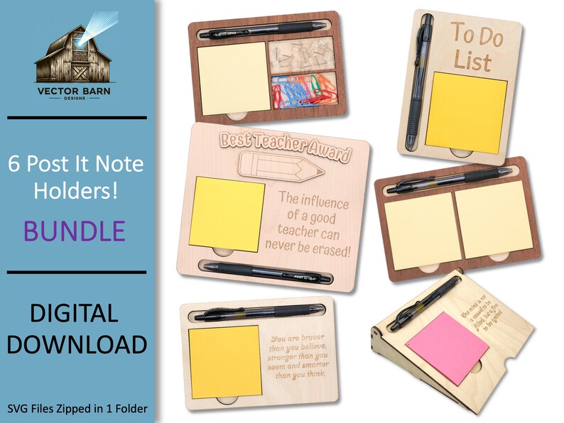 Sticky Note Holder SVG BUNDLE Laser Cut Files Xtool Glowforge Cut Files ...