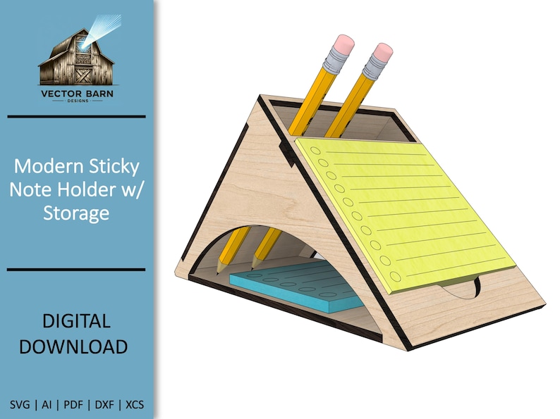 Laser Cut Sticky Note Holder SVG File, Desk Organizer (digital Download ...