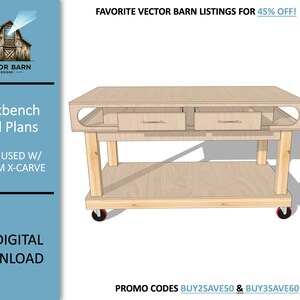CNC Table Workbench Plans | 1000mm X-carve, Storage (PDF Plans) - Etsy