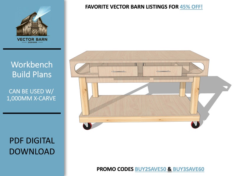 Workbench Build Plans CNC Table With Storage | Inventables 1,000mm X ...