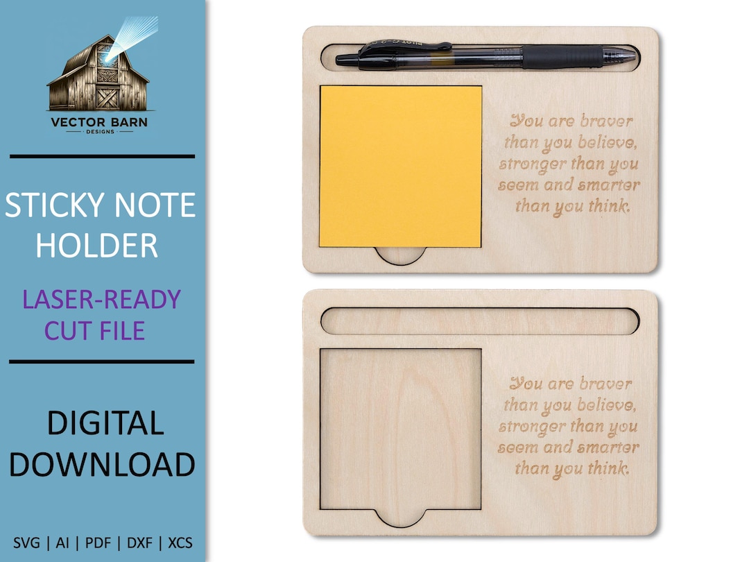 Laser Cut Sticky Note Holder SVG File Laser Cut Files Digital Download ...
