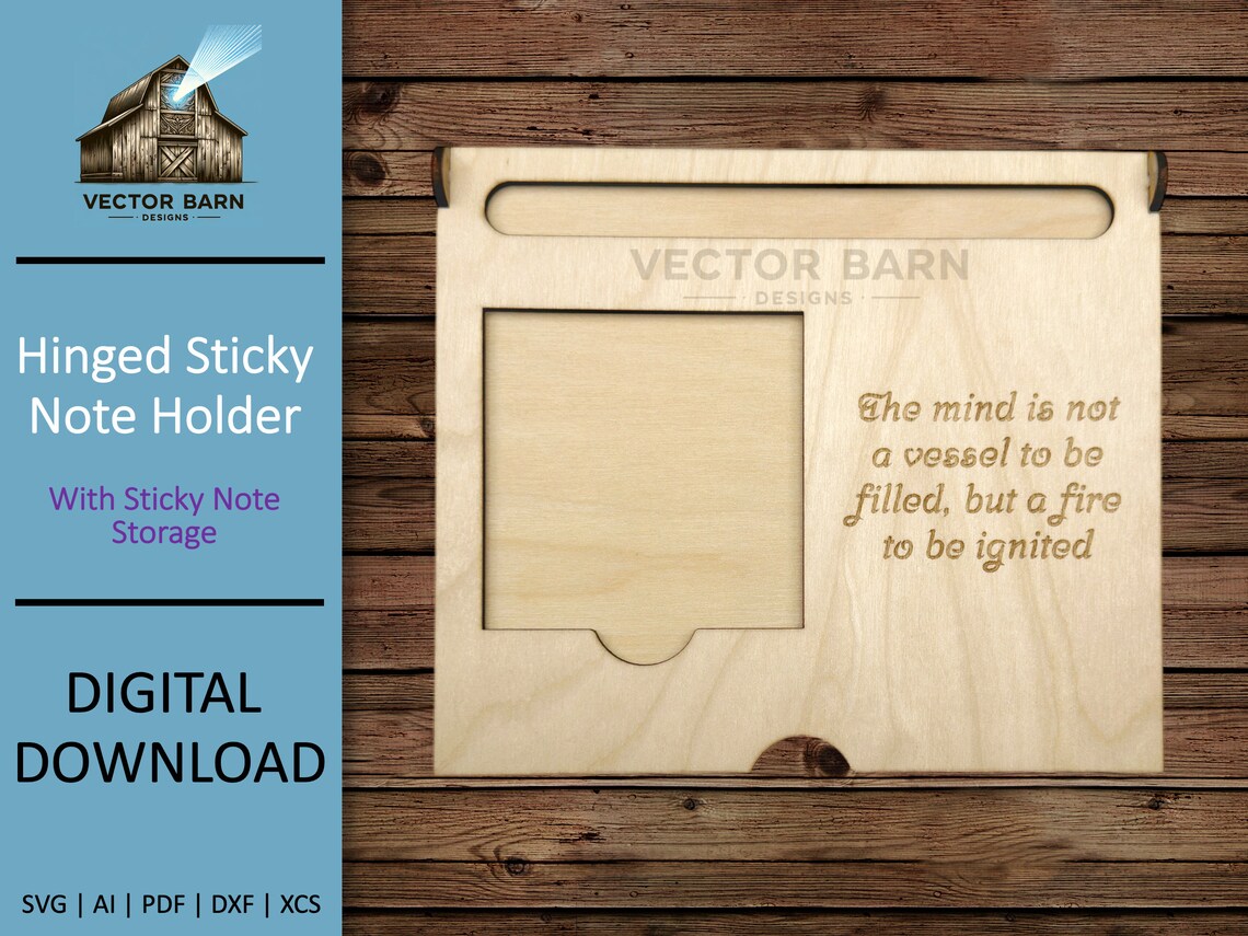 Laser Cut Sticky Note Holder With Storage Digital SVG File Laser Cut ...