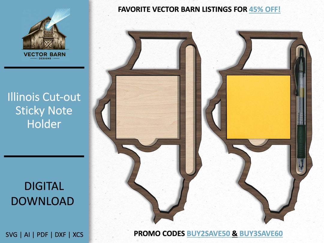 Sticky Note Holder SVG File Laser Cut File Digital Download Glowforge ...