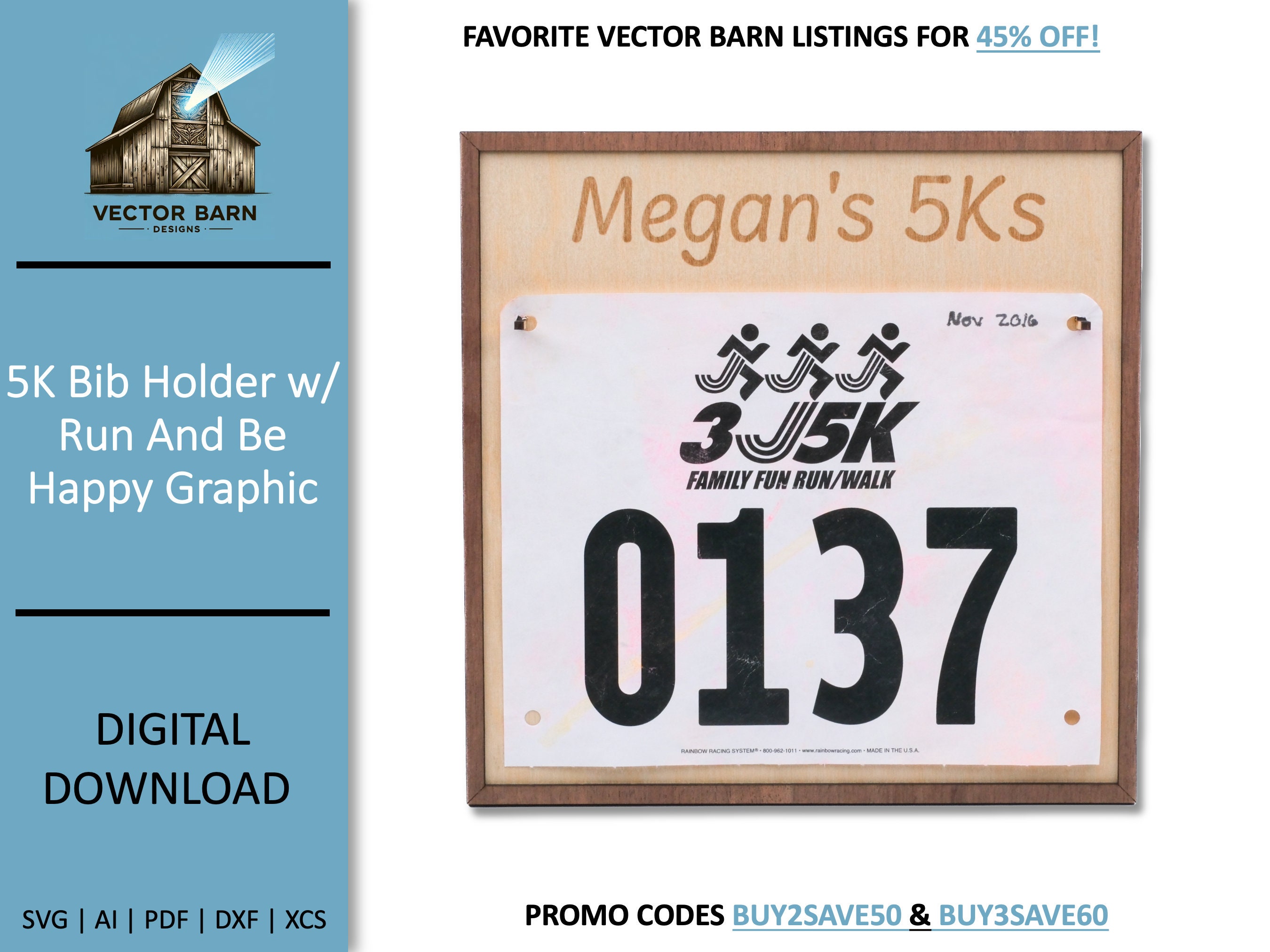 5K Bib Holder SVG File: Laser Cut Running Award Frame (digital Download ...