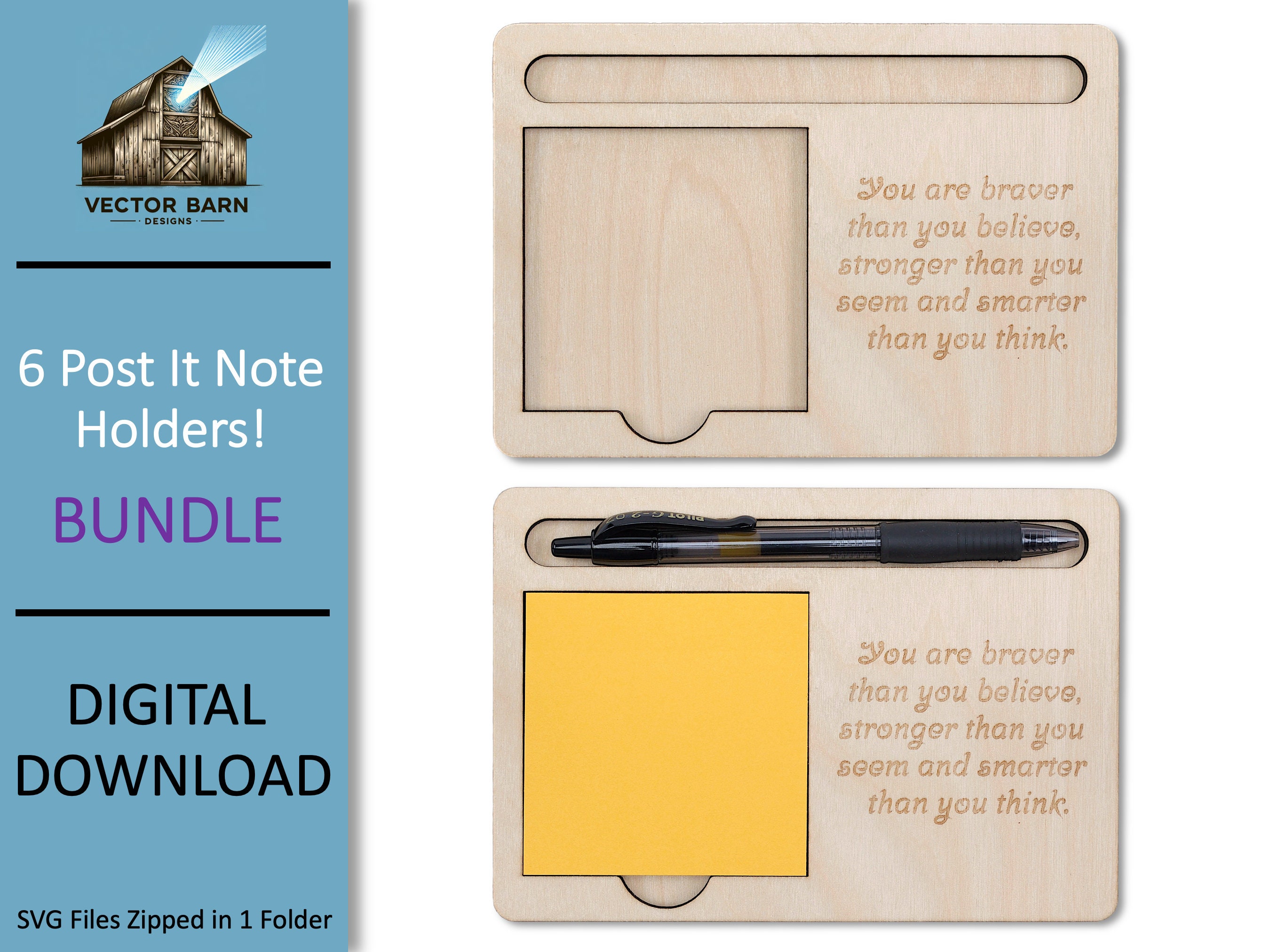 Sticky Note Holder SVG BUNDLE Laser Cut Files Xtool Glowforge Cut Files ...