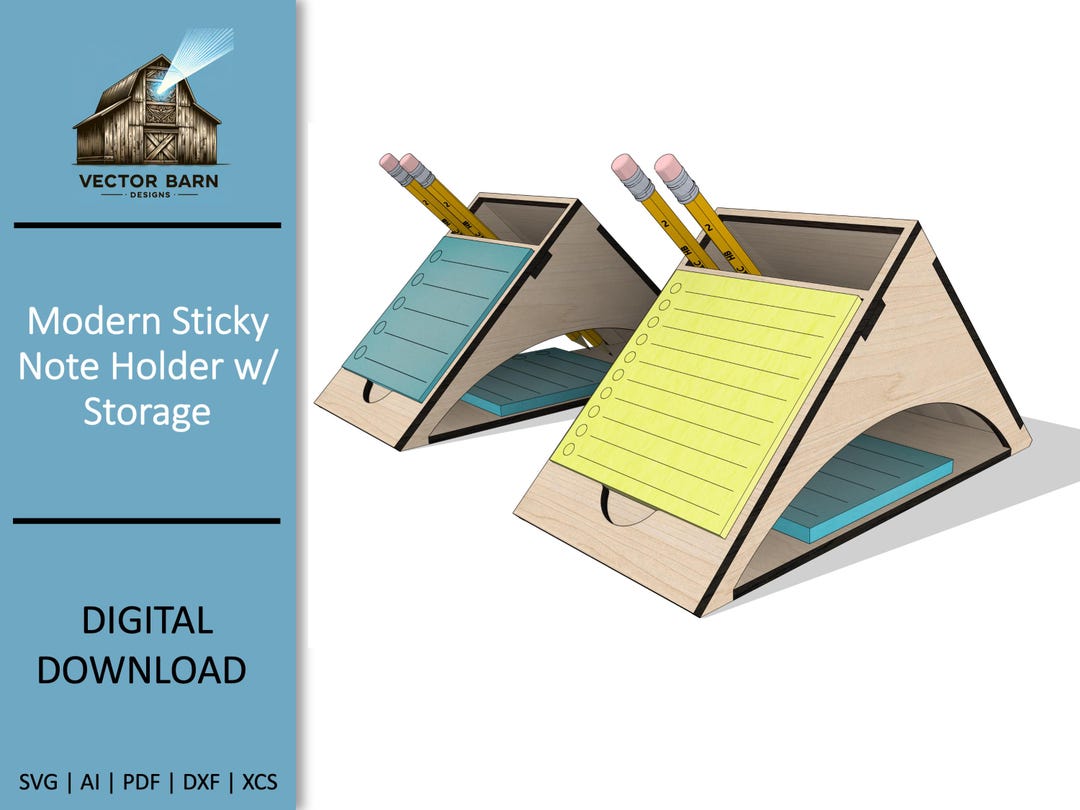 Modern Laser Cut Sticky Note Holder SVG File Laser Cut Files Glowforge ...