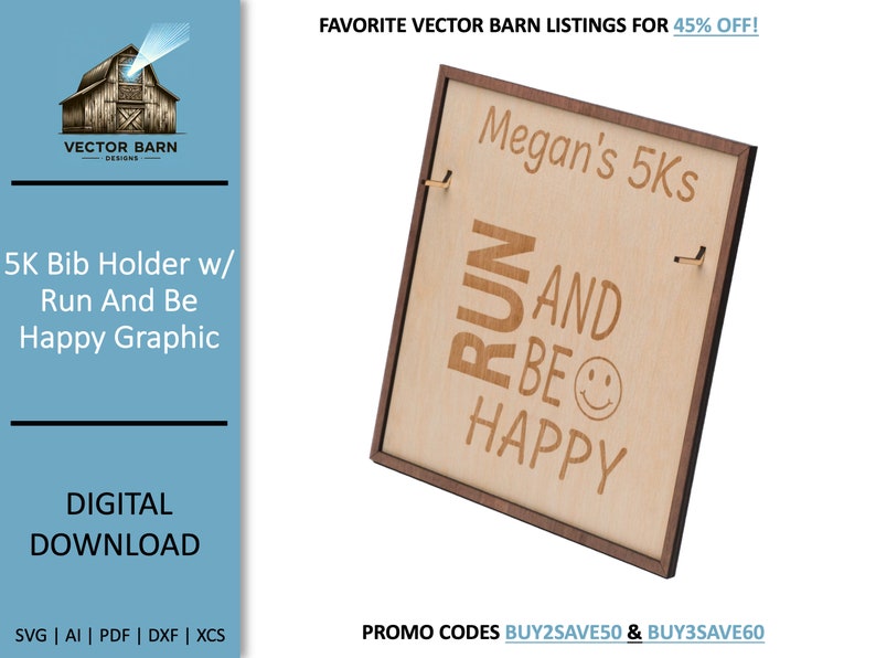 5K Bib Holder SVG Archivo Corte Láser Archivo Descarga Digital ...