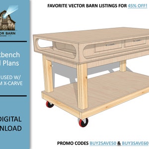 CNC Table Workbench Plans | 1000mm X-carve, Storage (PDF Plans) - Etsy