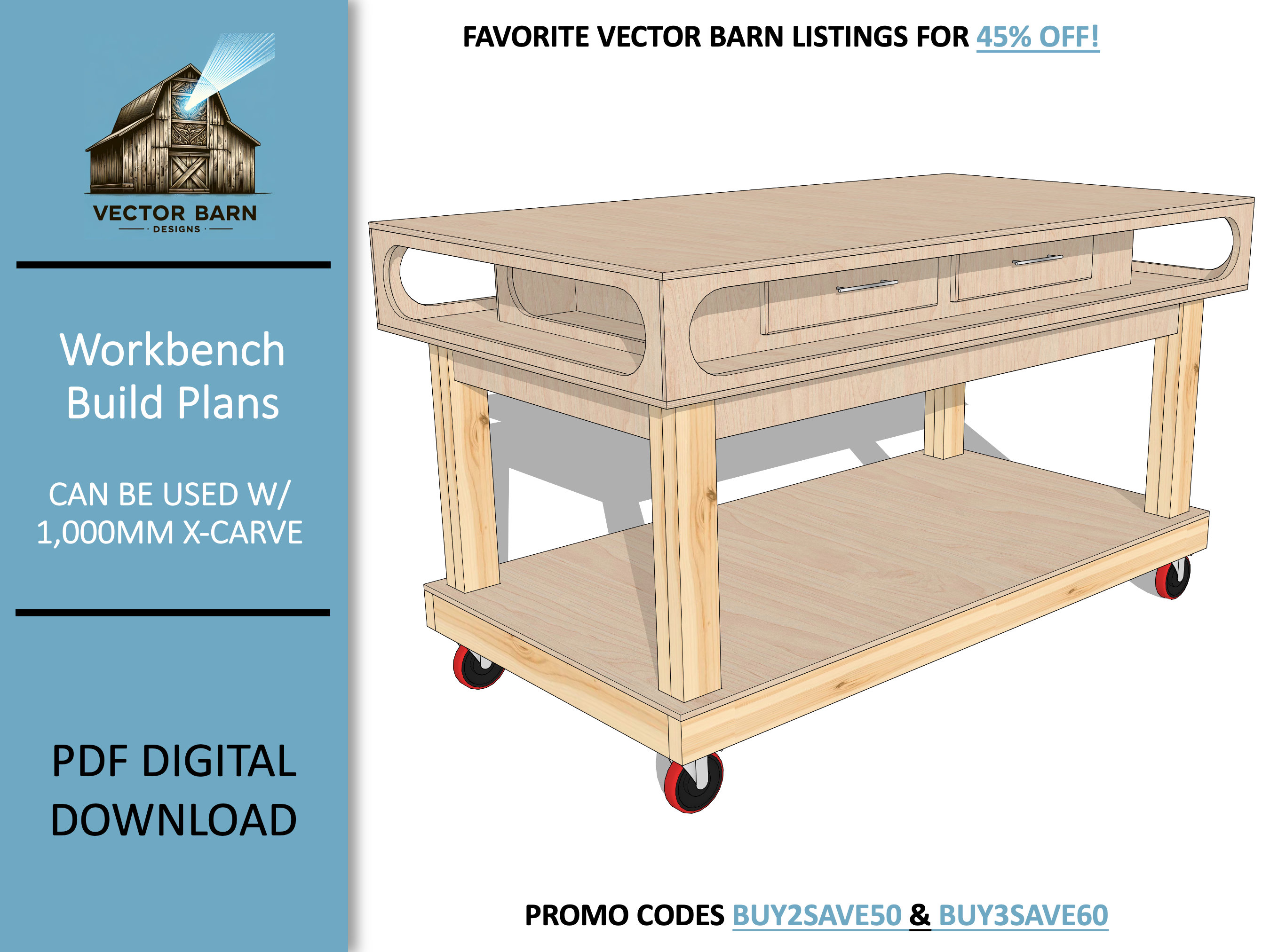 Workbench Build Plans CNC Table With Storage | Inventables 1,000mm X ...