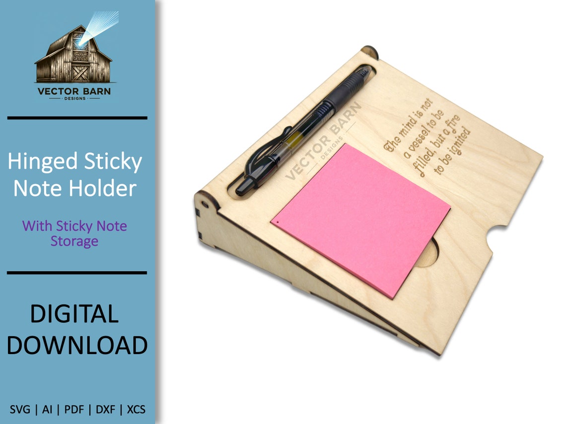 Laser Cut Sticky Note Holder With Storage Digital SVG File Laser Cut ...