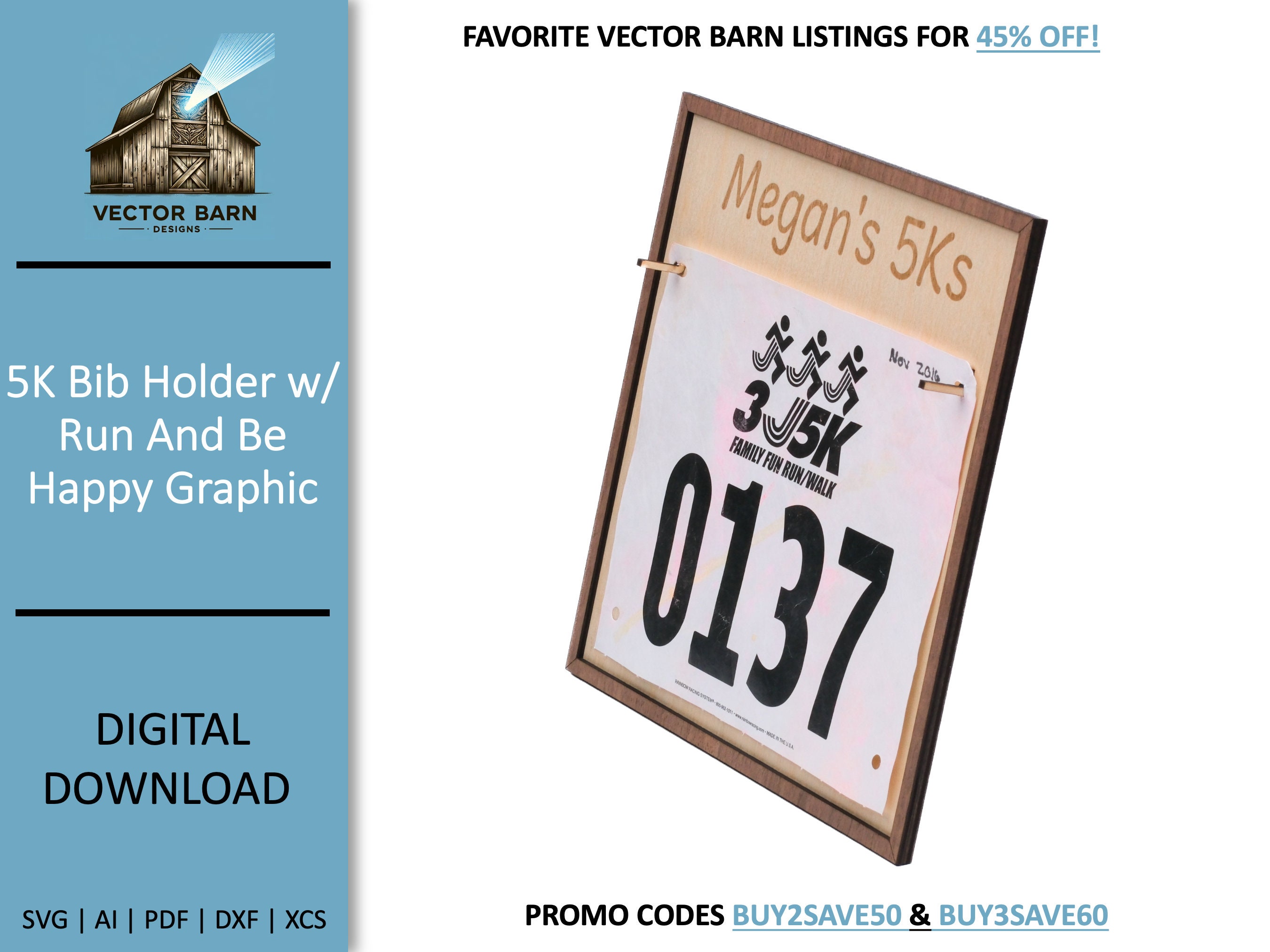 5K Bib Holder SVG File: Laser Cut Running Award Frame (digital Download ...