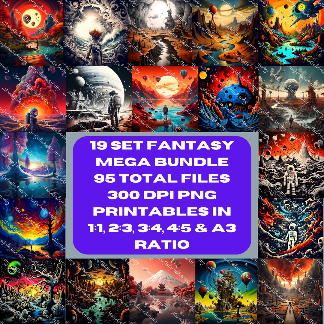 19 Set Fantasy Mega Bundle Wall Art Digital Download Fantasy Artwork ...