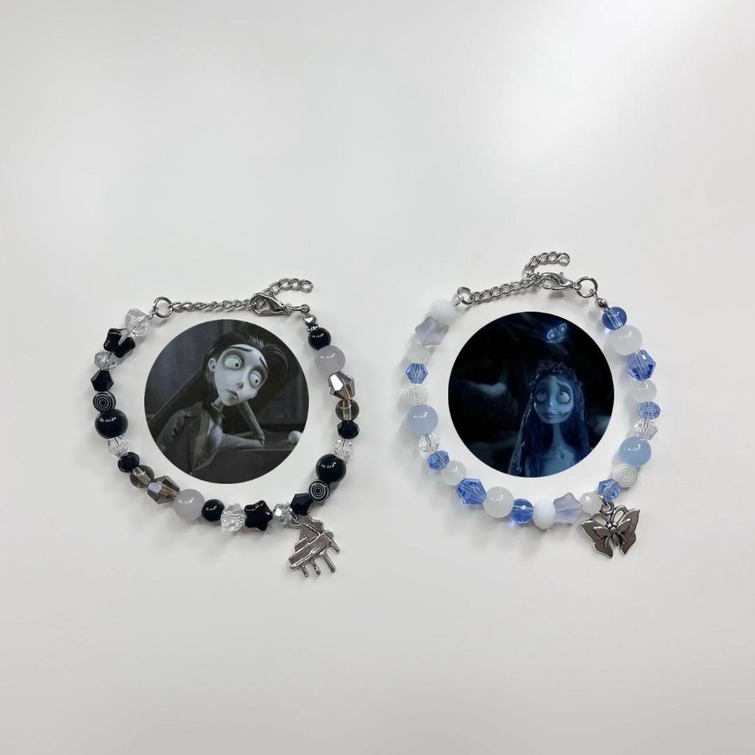 Corpse Bride Matching Couples Bracelet Set Tim Burton Goth Alternative ...