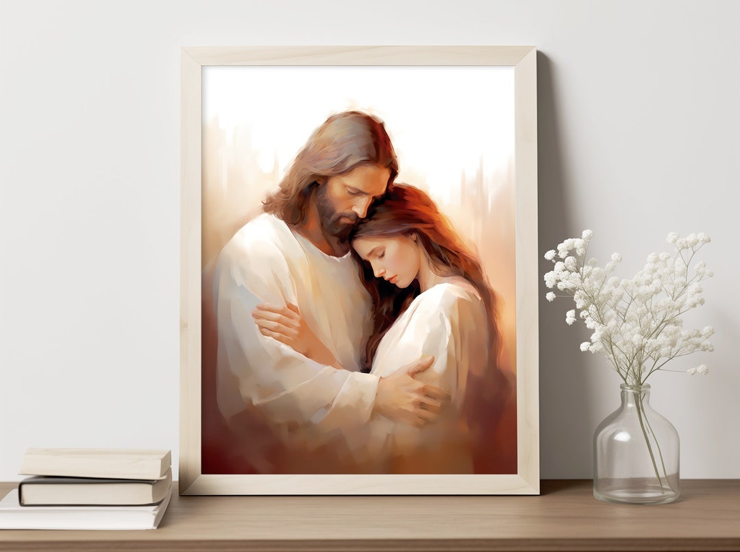 Embraced by the Savior | Digital Download | Jesus Embracing Woman| Jesus Wall Art | Bible Art ...