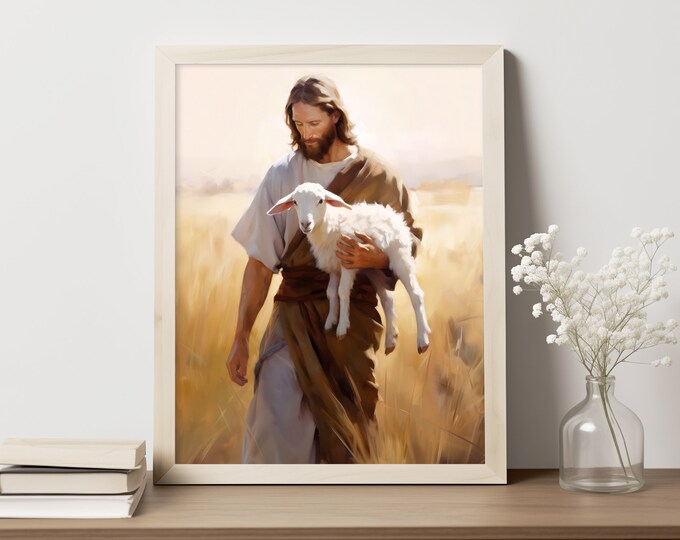 The Pasture He Provides LDS Art Jesus With Sheep the Good Shepherd ...