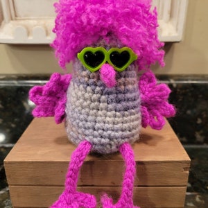 Emotional Support Hot Pink Fluff GLAM Chicks/crochet Handmade/funky ...