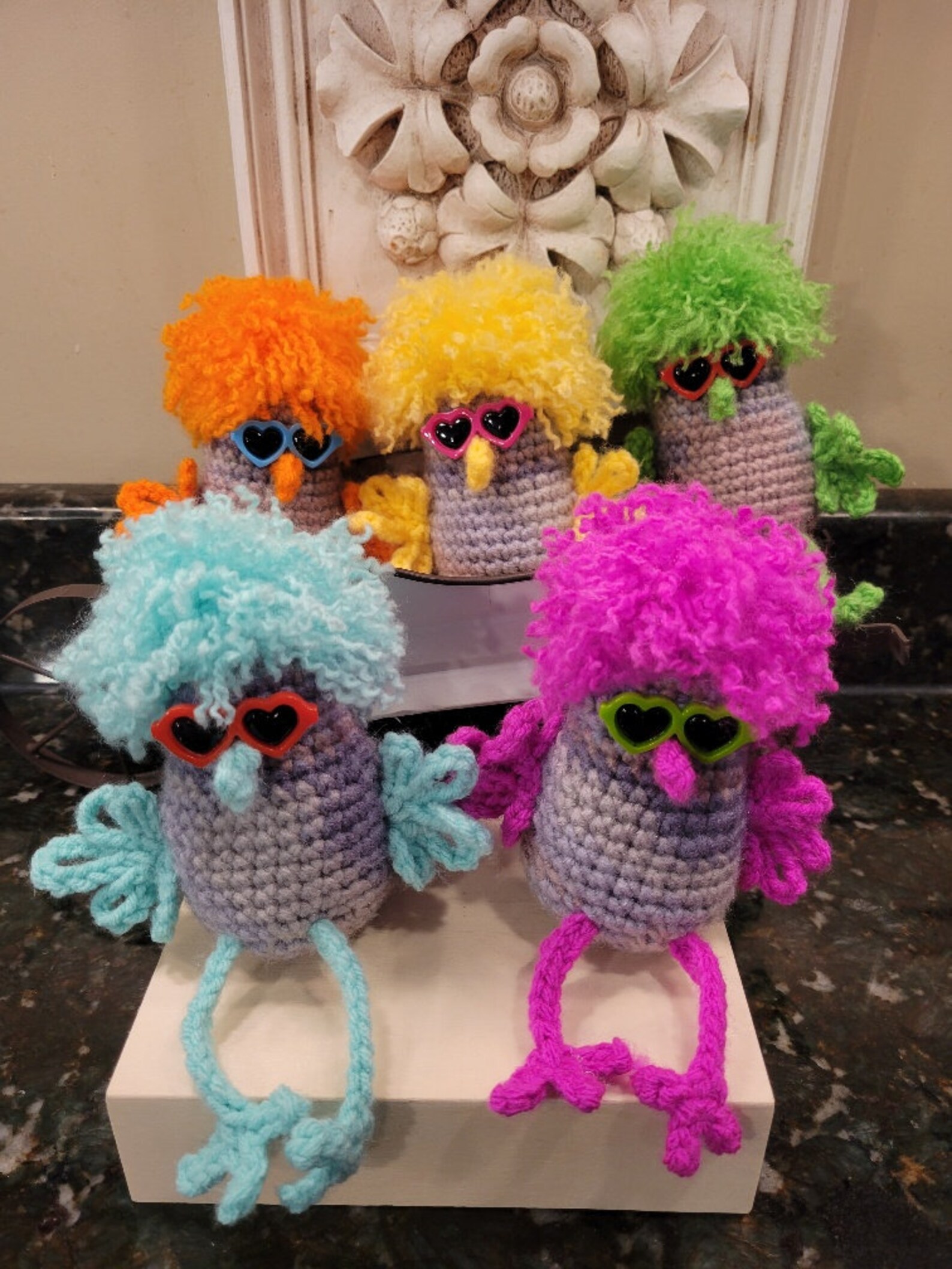 Emotional Support Hot Pink Fluff GLAM Chicks/crochet Handmade/funky ...