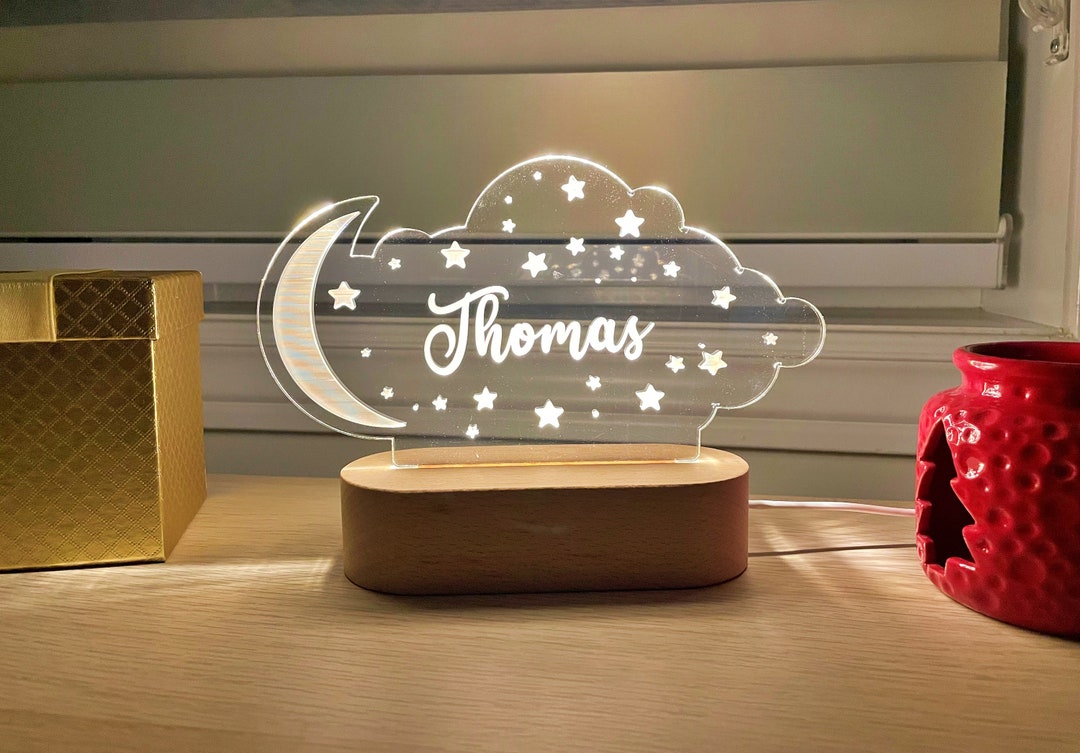 Personalized Night Light: Custom Engraved Nursery Decor - Etsy