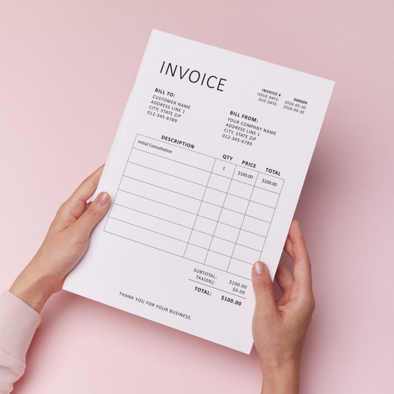 Modèle de facture Canva, simple formulaire professionnel modifiable ...