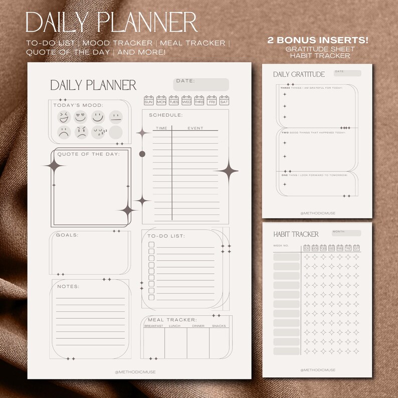 Aesthetic Daily Planner Printable PDF – Digital Planner + Habit Tracker ...