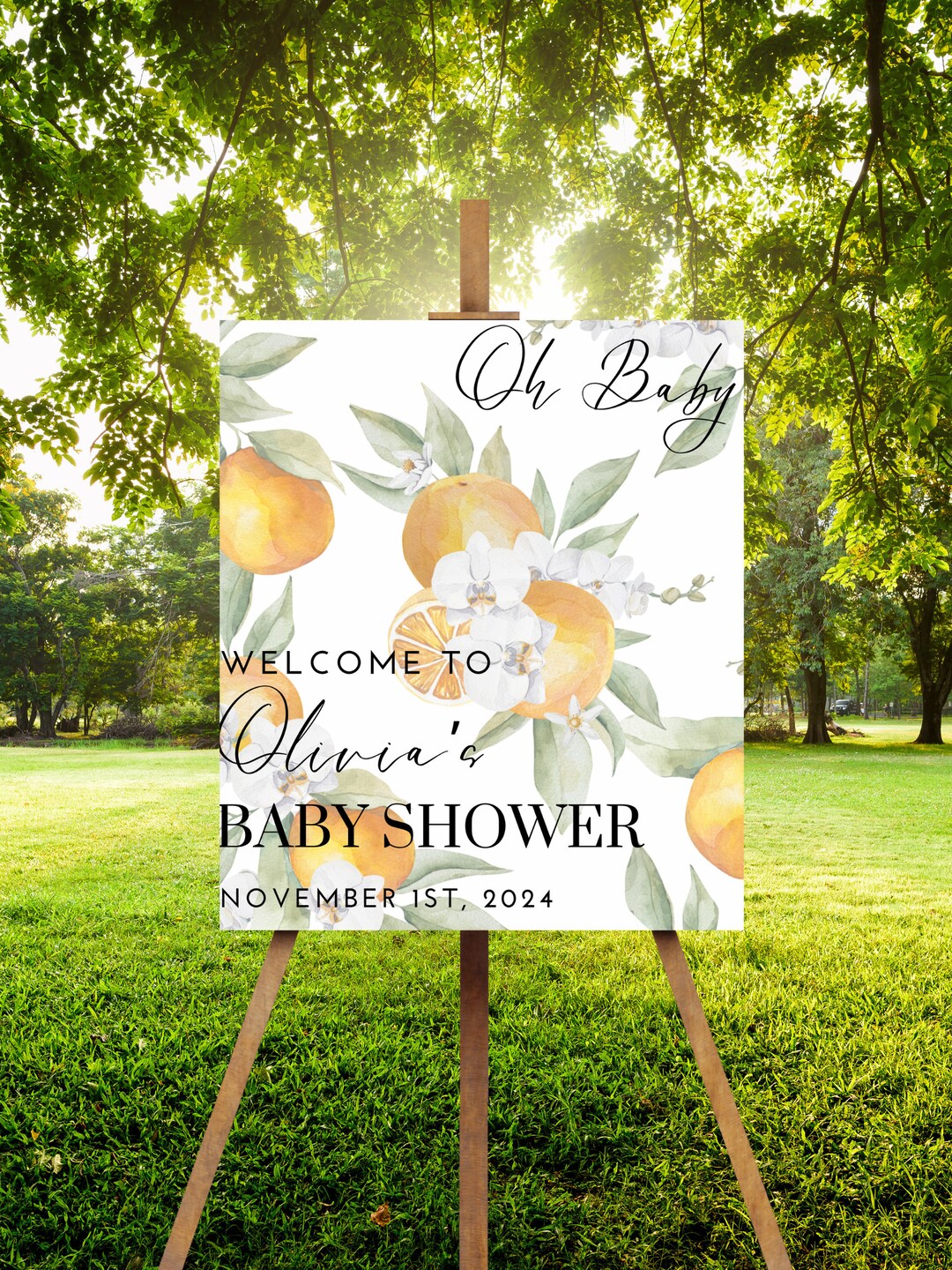 Baby Shower Sign, Orange Theme Baby Shower Welcome Sign, Baby Shower ...