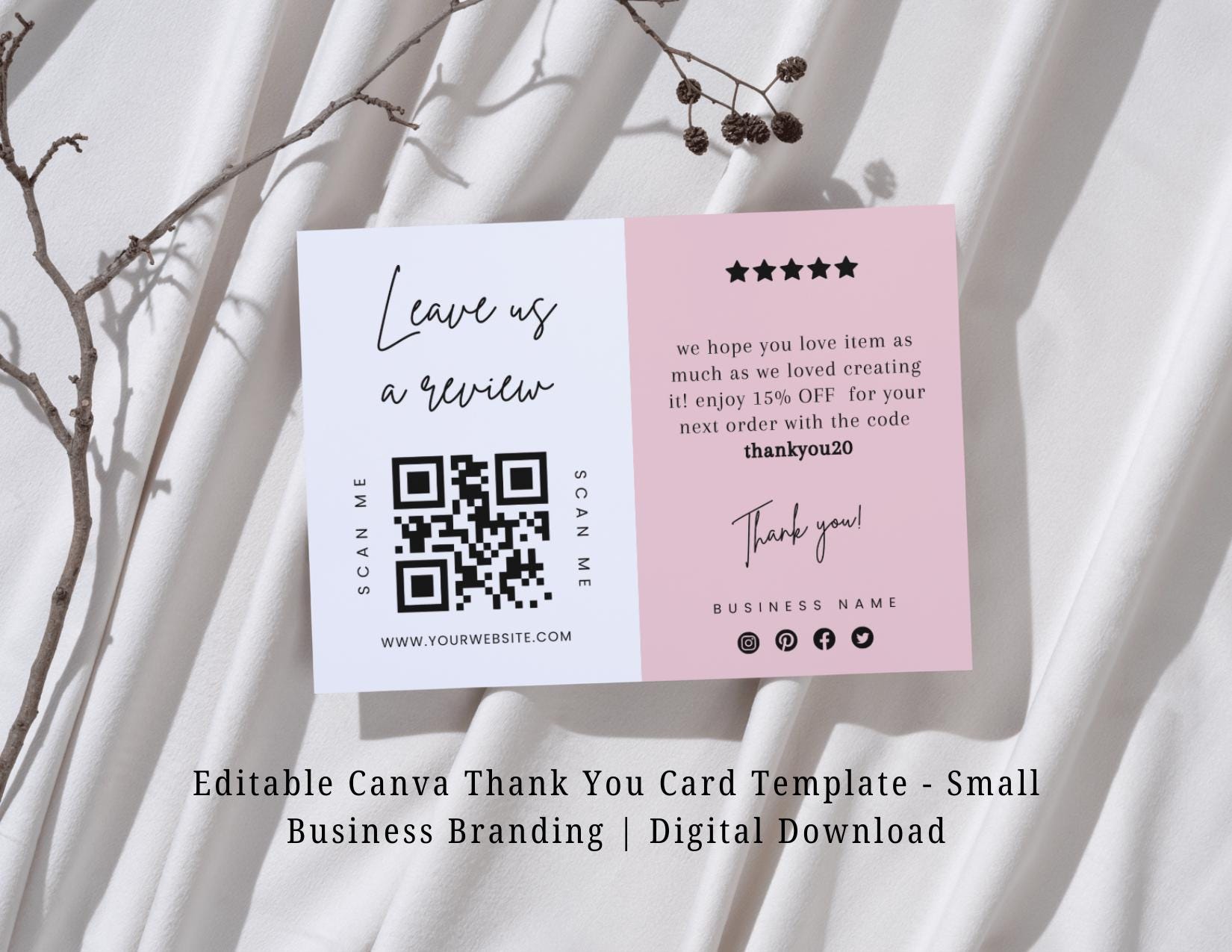 Minimalist Thank You Card Design for Small Businesses - Instant ...