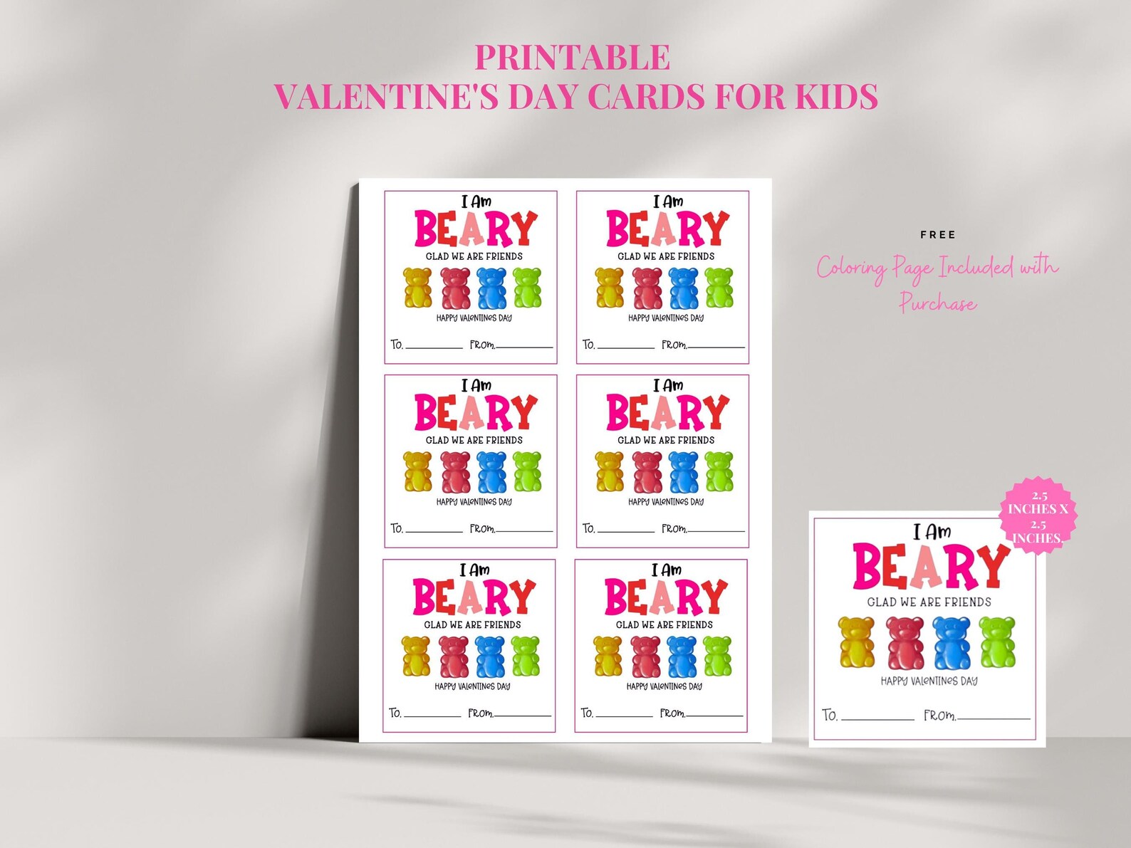Gummy Bear Valentine Cards for Children. Class Party Cards | Valentine ...