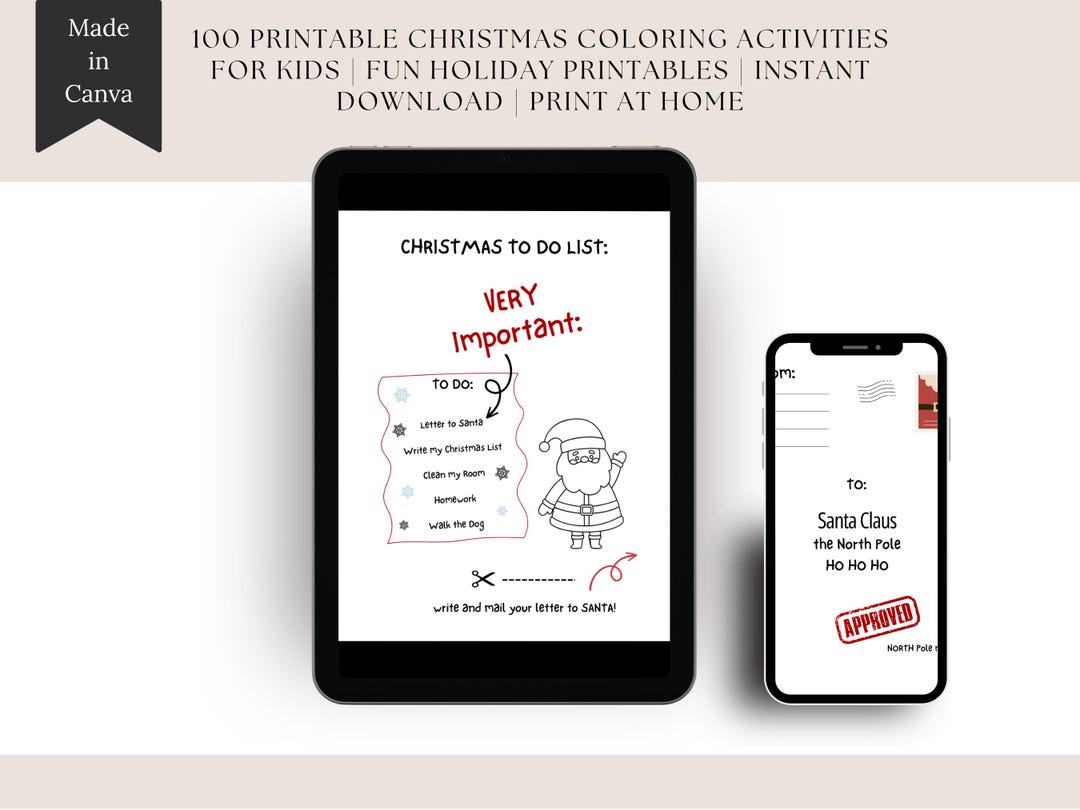 100 Printable Christmas Coloring Activities for Kids Fun Holiday ...