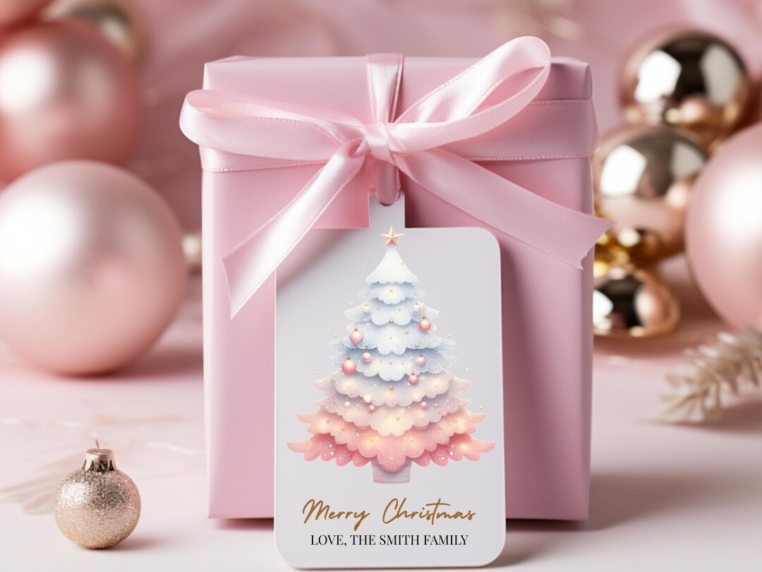 Editable Christmas Gift Tag, Pink Tree Printable (digital Download) - Etsy