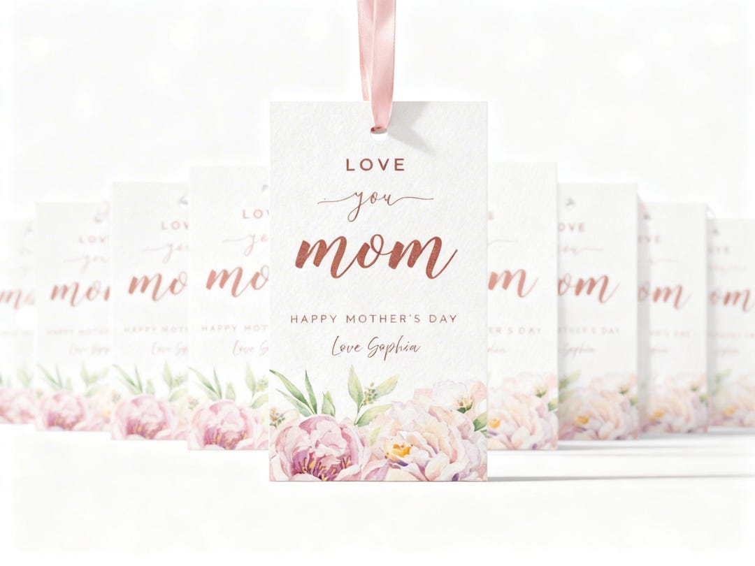 Floral Mother's Day Gift Tags, Watercolor Flowers, Editable Name Label ...