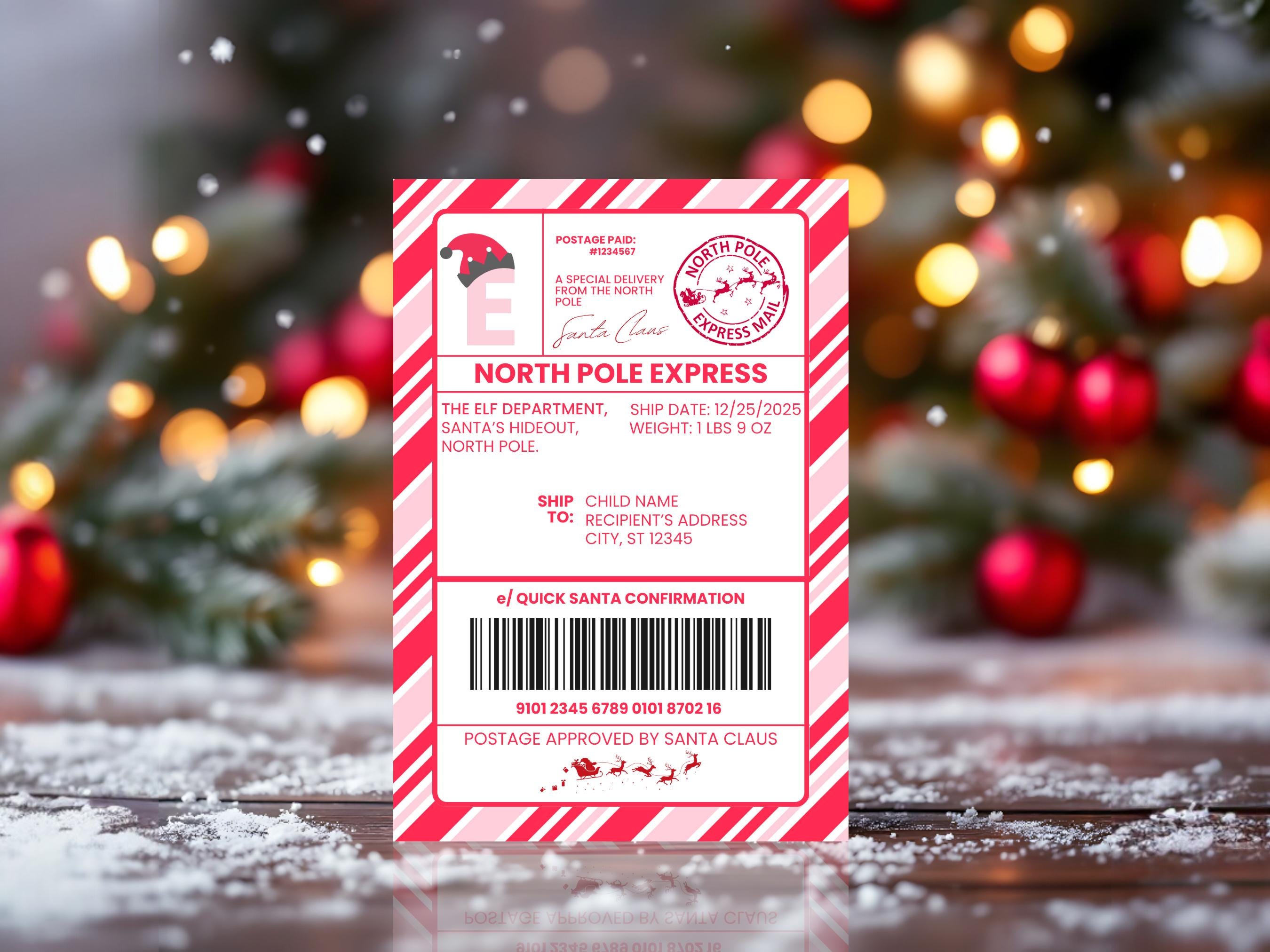 Editable Elf Mail Label, North Pole Express (digital Download) - Etsy