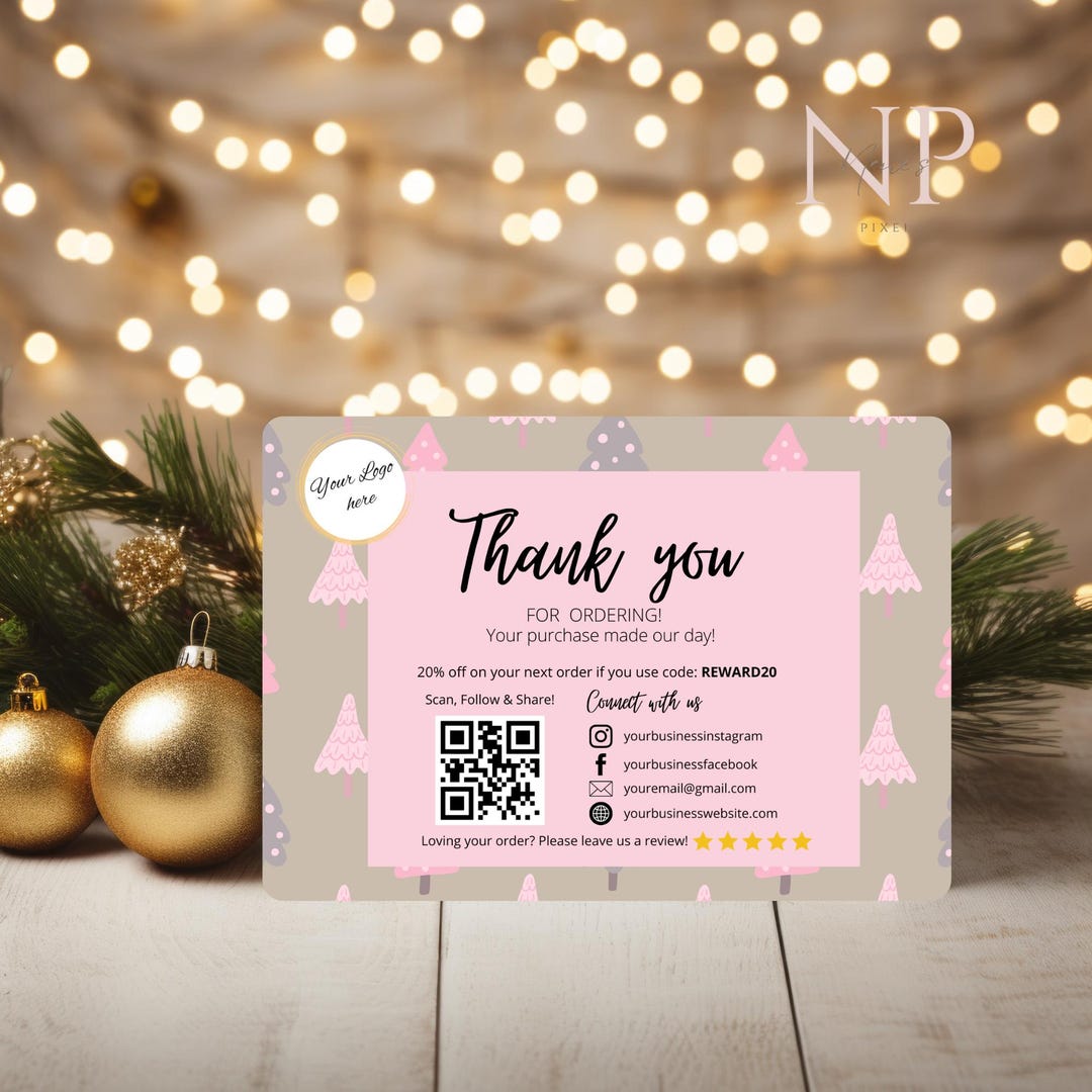 Editable Canva Thank You Card Template Small Business Branding Digital ...