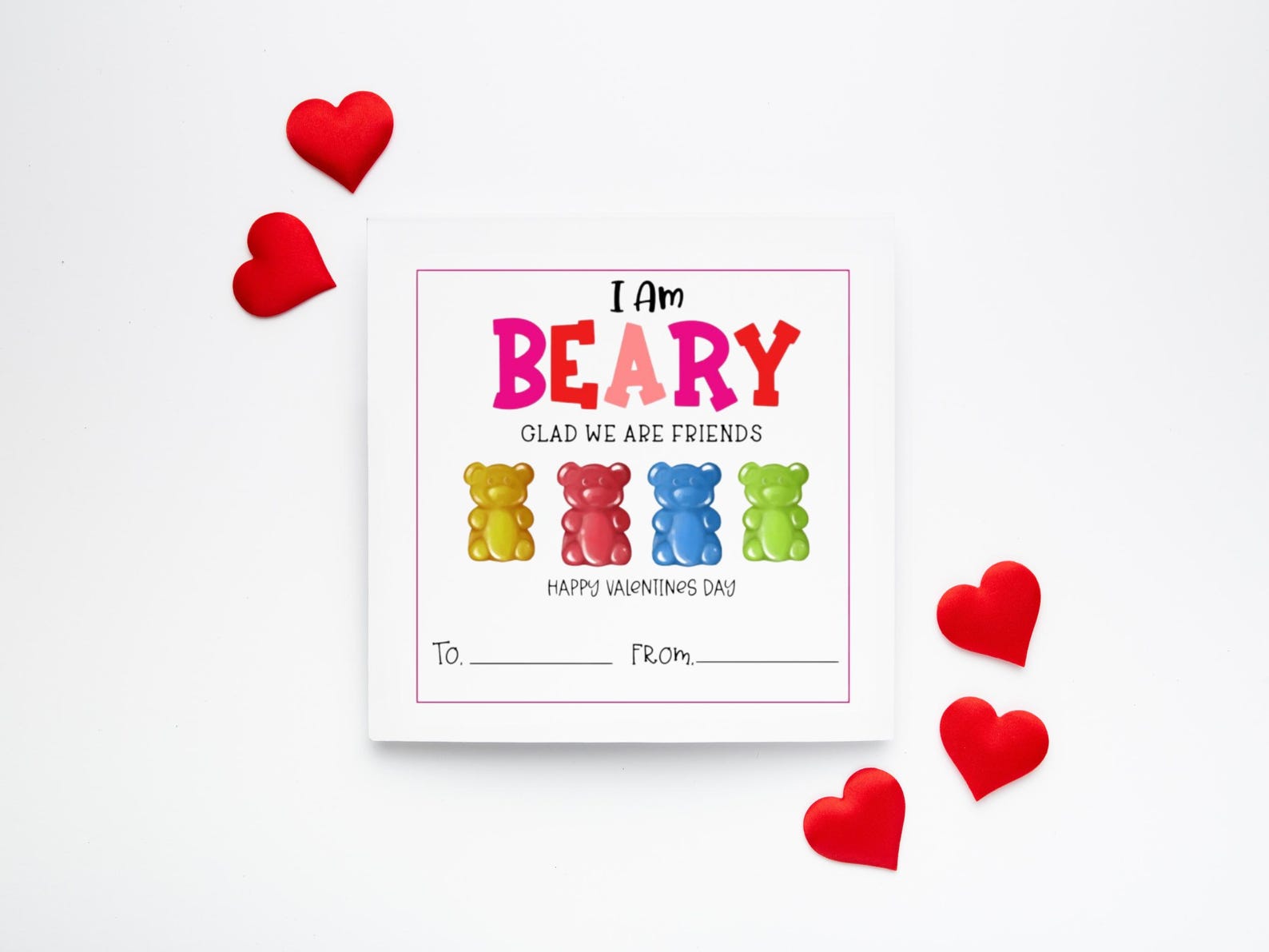 Gummy Bear Valentine Cards for Children. Class Party Cards | Valentine ...