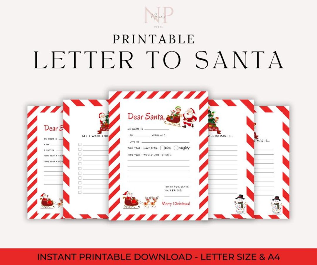 Letter to Santa Printable Santa Wish List Letters Christmas Letter Easy ...