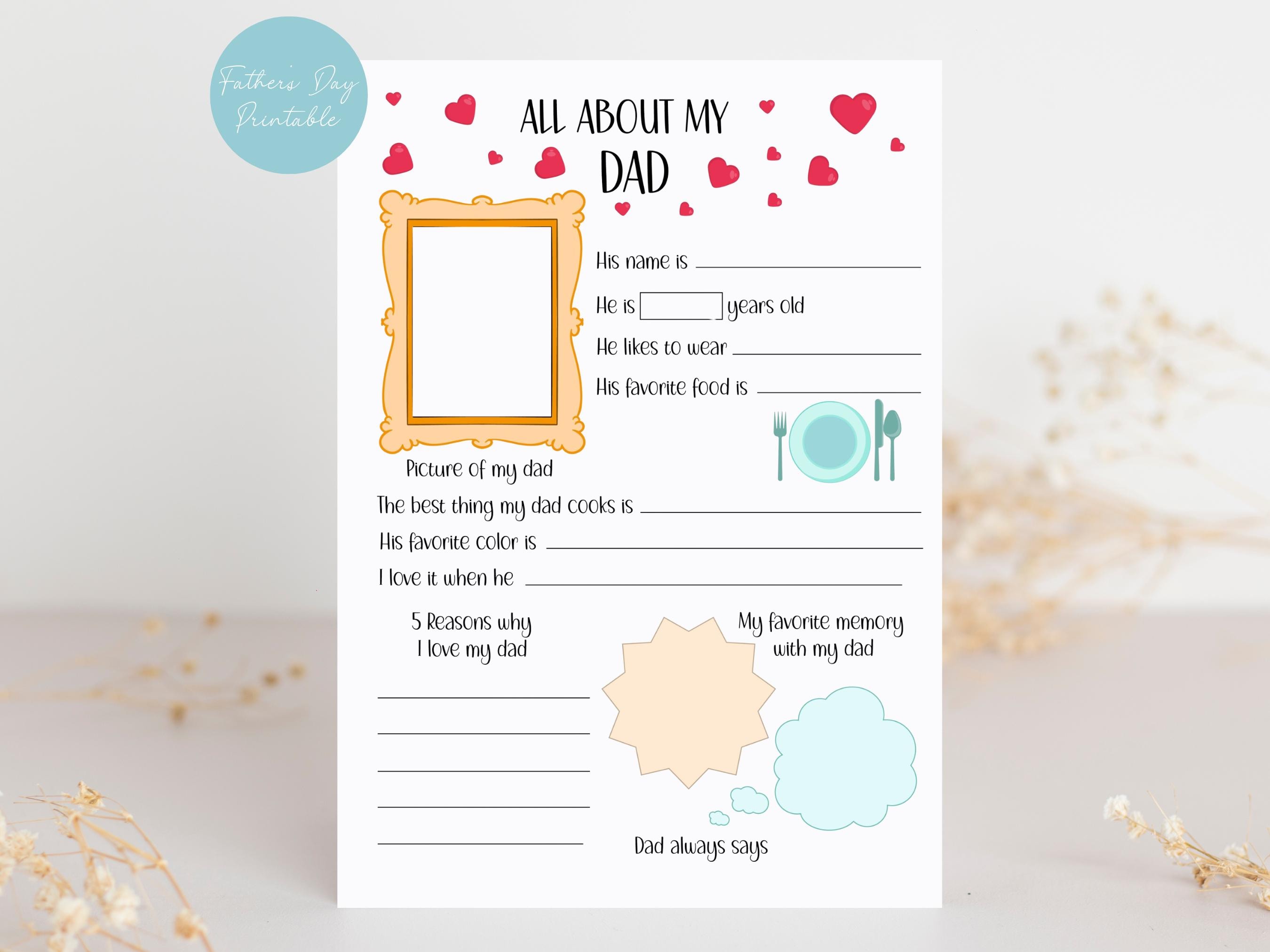 All About My Dad Printable – DIY Father’s Day Gift From Kids ...