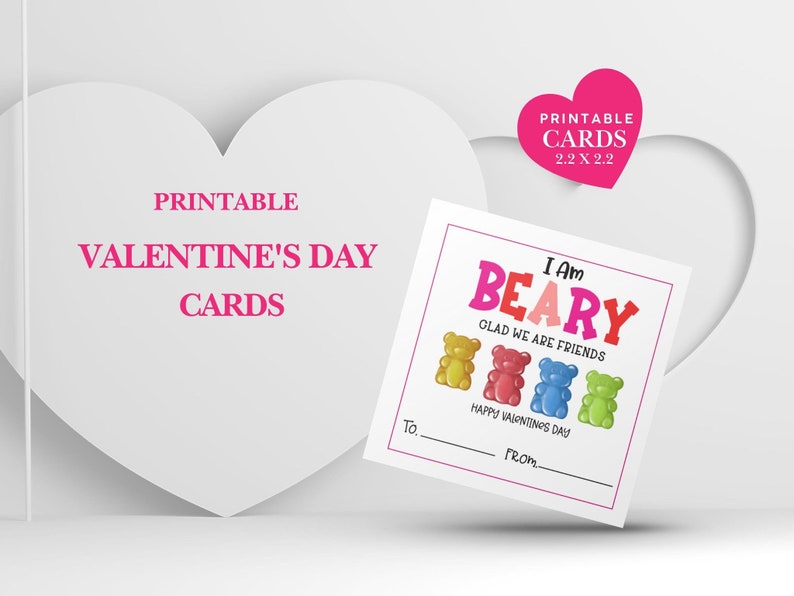 Gummy Bear Valentine Cards for Children. Class Party Cards | Valentine ...