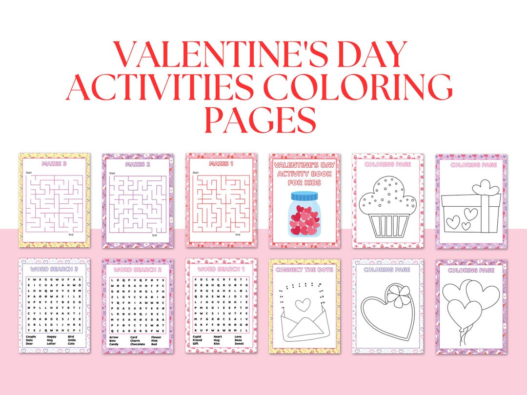 Valentine's Day Activity Packet Printable Activities & Games for Kids ...