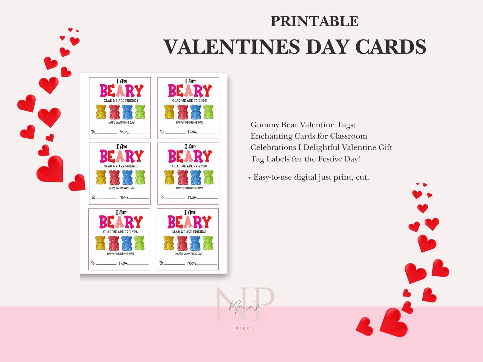 Gummy Bear Valentine Cards for Children. Class Party Cards | Valentine ...