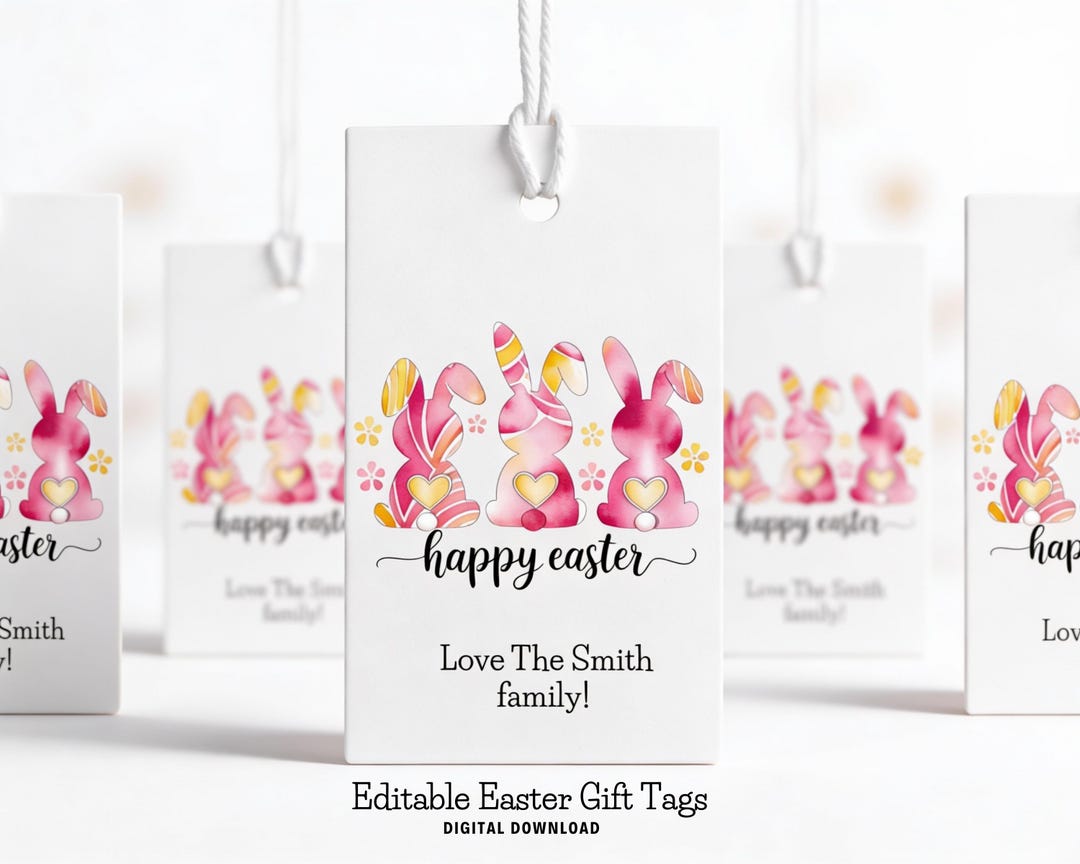 Editable Easter Gift Tags | Printable Favor Tags, Canva Template ...